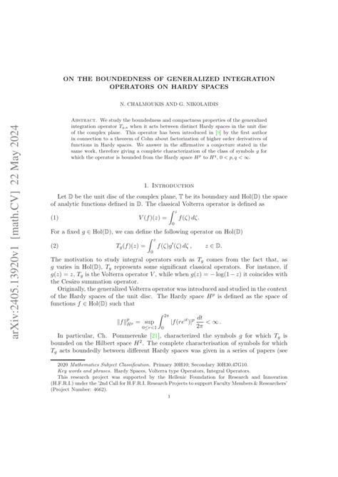 Pdf On The Boundedness Of Generalized Integration Operators On Hardy