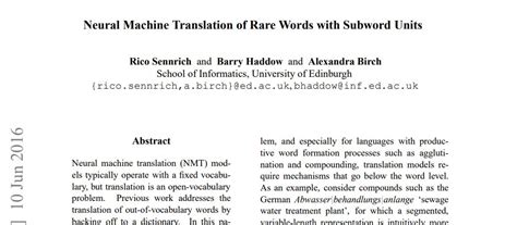 Ai Nlp Machinetranslation Deeplearning Subwordtokenization Bpe Research Ml Sai