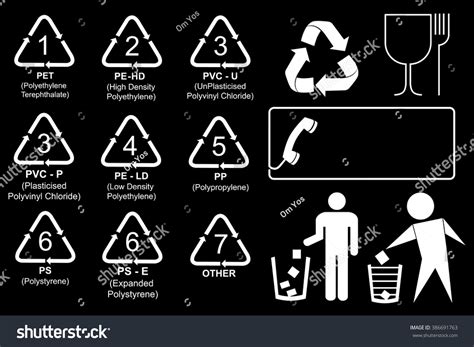 Vector Set Recycling Codes Stock Vector Royalty Free 386691763