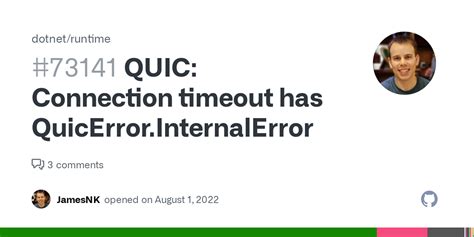 Quic Connection Timeout Has Quicerrorinternalerror · Issue 73141 · Dotnetruntime · Github