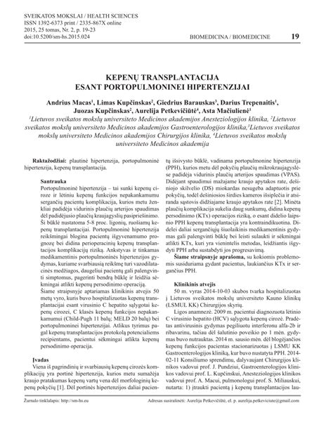 Pdf Liver Transplantation For Patients With Portopulmonary Hypertension A Case Report And