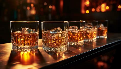 AI Generated Luxury Night Drinking Whiskey Elegant Bar Reflection