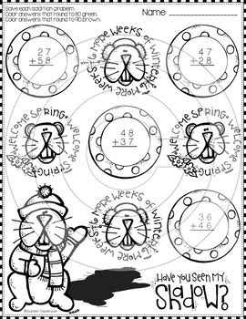 Winter Digit Addition With Regrouping Color By Code Printables