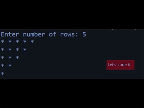 C Program To Create Inverted Half Pyramid Using Pattern Programs Mindovermetal English