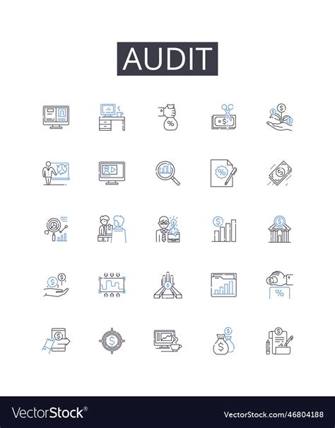 Audit Line Icons Collection Checkup Verification Vector Image