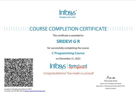 Sridevi G R On Linkedin Cprogramming Infosysspringboard Codingskills