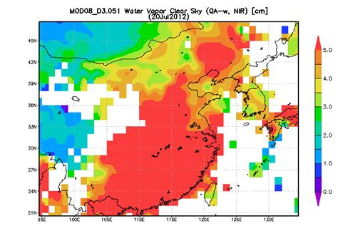 Modis Observed Total Column Water Vapor For 20 July 2012 Data Is Download Scientific Diagram
