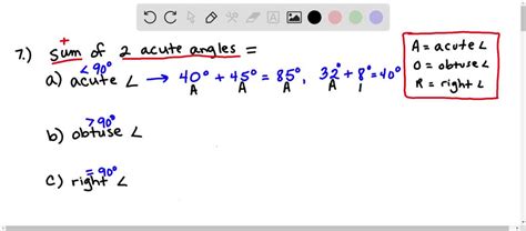 solved explain how the sum of two acute angles could be a acute b