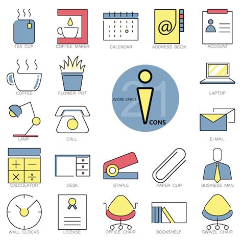 Workspace Icons Collection Vector Free Download