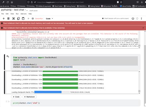 bug not enough memory when running on kaggle · issue 829 · pythainlp