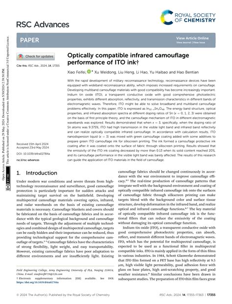 Pdf Optically Compatible Infrared Camouflage Performance Of Ito Ink