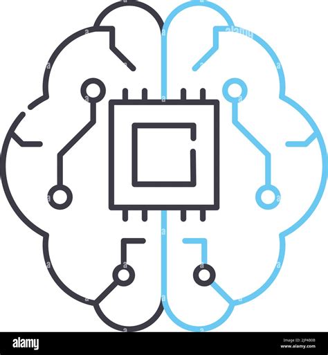 Artificial Intelligence Brain Line Icon Outline Symbol Vector Illustration Concept Sign Stock