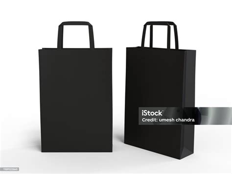 브랜딩 및 모의 를위한 손잡이가있는 종이 가방의 빈 템플릿 3d 렌더링 그림입니다 0명에 대한 스톡 사진 및 기타 이미지 0명 가방 갈색 Istock