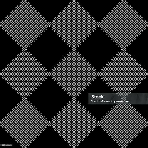 벡터 그림입니다 기하학적 원활한 패턴 견고한 점과 마름모 모양의 선형 원 회색과 흰색 배경이 발견되었습니다 심플한 흑백 추상 패턴 0명에 대한 스톡 벡터 아트 및 기타