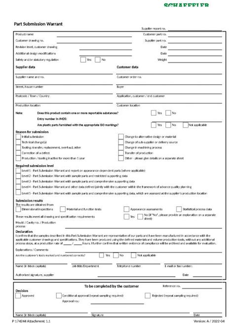 Spreadsheet Data Entry 11978 P174244 A1 1 Schaeffler Ppap Part