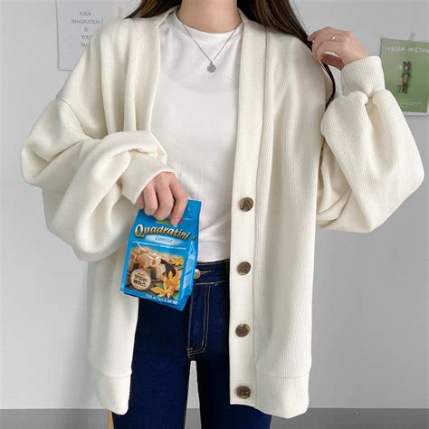 언니가간다 [무료배송][당일발송]예쁜오버핏 니트가디건 벌룬핏 오버핏 가디건 오버핏 니트 베이직