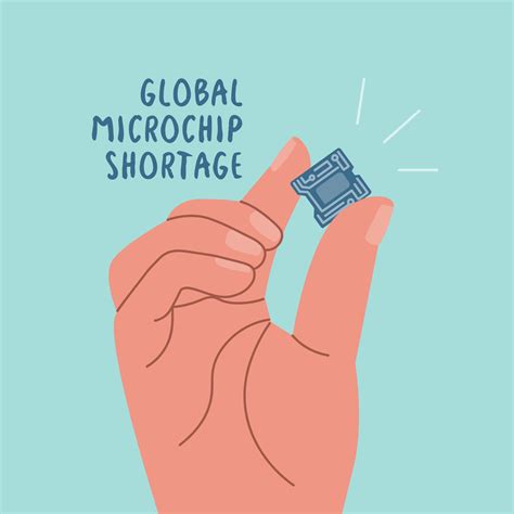Global Microchip Shortage Human Hand Holds Computer Chip Concept Of Global Shortage Of