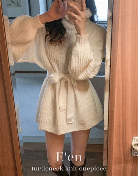 이엔 목폴라 니트원피스 스트랩set 미니 에이블리