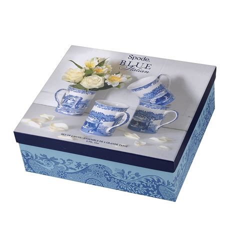 Spode Blue Italian Large 12oz Mugs Set Of 4 Spode