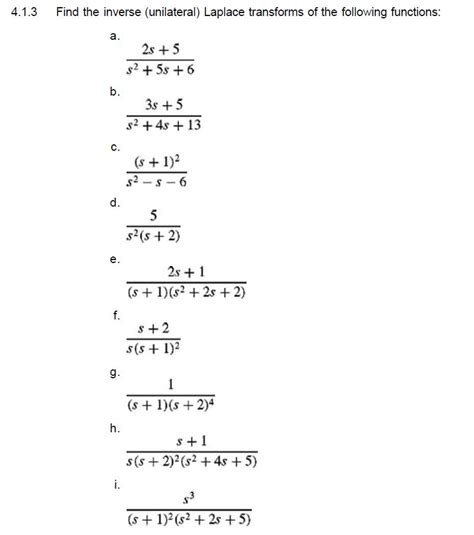 Solved Find The Inverse Unilateral Laplace Transforms Of