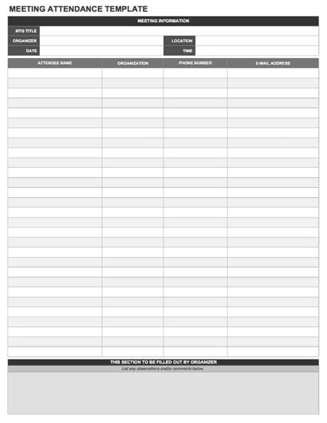 Printable Attendance Sheets Printablelib