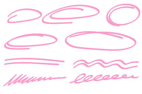 Marker Highlight Oval Frame And Line Set Doodle Highlight Line Hand
