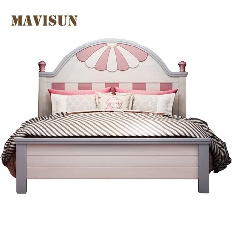 모던 핑크 공주 어린이 침대 단단한 나무 창의적인 딸 방 어린이 침대 고급 침실 조명 유아 가정 가구 어린이용 가구
