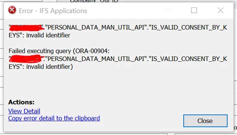 Failed Executing Query Ora 00904 Personaldatamanutilapiis