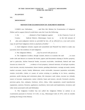 Mississippi Judgment Doc Template PdfFiller