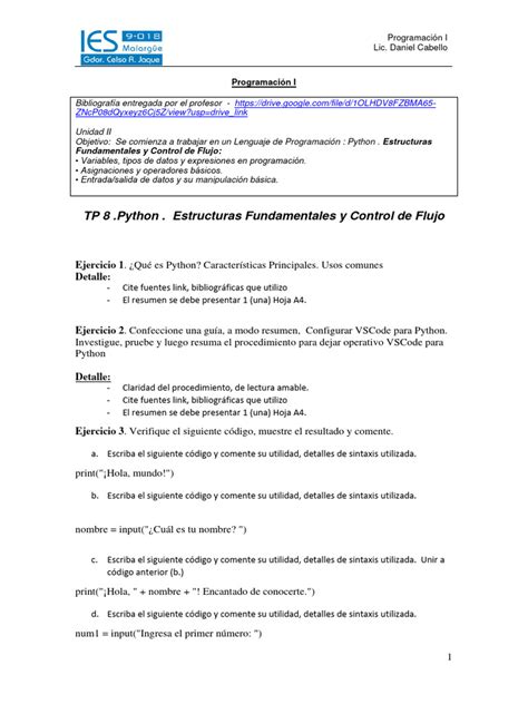 Tp 8 Pdf Python Lenguaje De Programación Programación De
