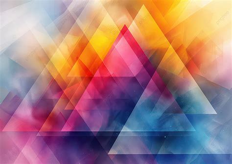 Abstract Design Featuring Overlapping Colorful Triangles And Gradients Background Abstract