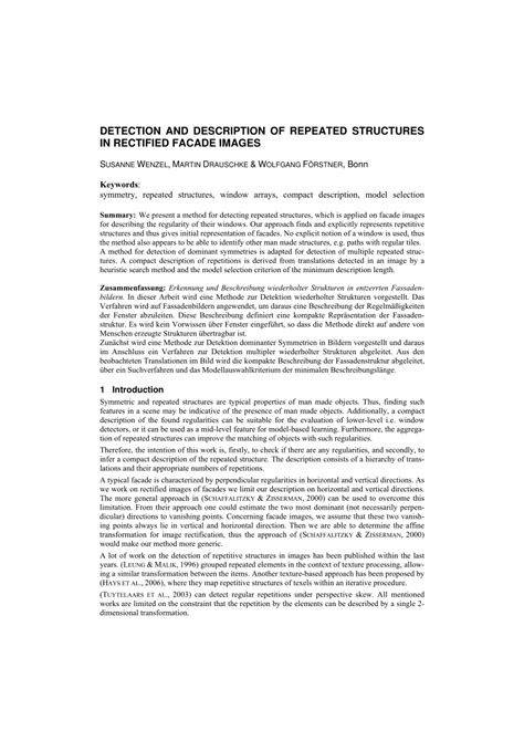 pdf detection and description of repeated structures in rectified