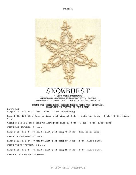 Tattle Tales Tatting Snowflake Pattern Snowburst Tattle Tales Tatting Snowflake Pattern Snowburst