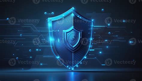 Cyber Security Digital Data Protection Shield On Blue Background Database Security Software Cyber Security Digital Data Protection Shield On Blue Background Database Security Software