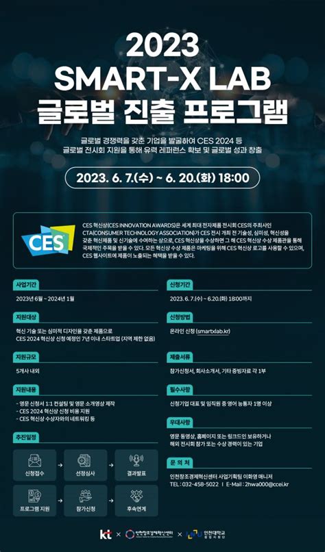 인천창조경제혁신센터 Kt와 ‘smart X Lab 글로벌 진출 프로그램 참가기업 모집 플래텀