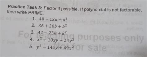 Solved Practice Task 3 Factor If Possible If Polynomial Is Not