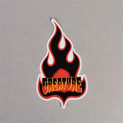 Creature Skateboards Logo Flame Red Skateboard Sticker 6 X 35