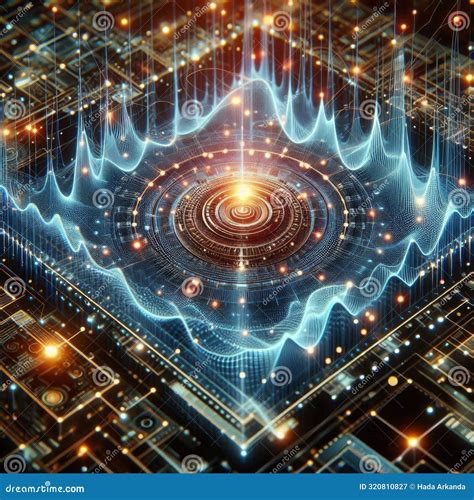 Quantum Computing Data Stream Blockchain Matrix Stock Illustration