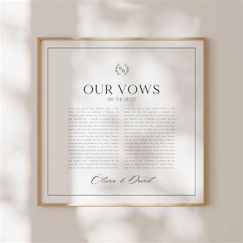 Personalized Wedding Vows Art Print Custom Her His Vows Modern