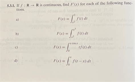 Solved If F RR Is Continuous Find F X For Each Of Chegg