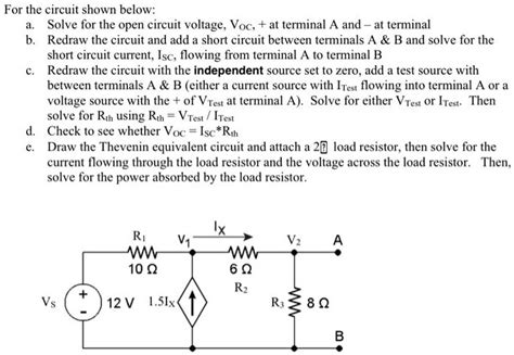 Solved For The Circuit Shown Below A Solve For The Open Circuit Voltage Voc At Terminal A