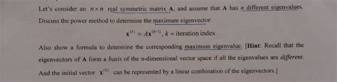 Solved Lets Consider An Nxn Real Symmetric Matrix A And