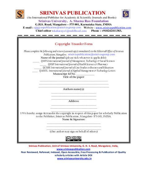 Fillable Online Srini Ivas Publ Licat Tion Srinivas Publication Fax Email Print Pdffiller