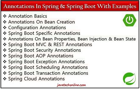 Spring Boot Annotations With Examples Javatechonline
