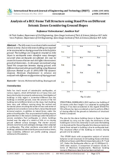 Pdf Analysis Of A Rcc Frame Tall Structure Using Staad Pro On Different Seismic Zones
