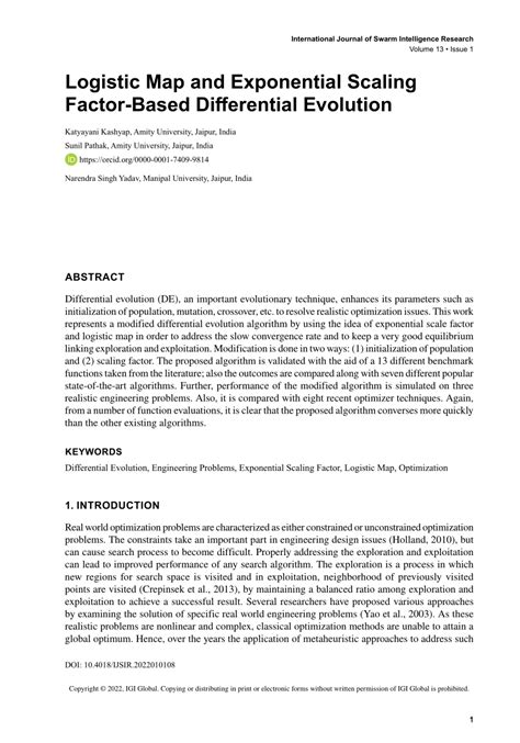 Pdf Logistic Map And Exponential Scaling Factor Based Differential