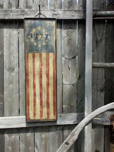 Primitive Aged 1777 American Flag Wood Sign American Flag Wood