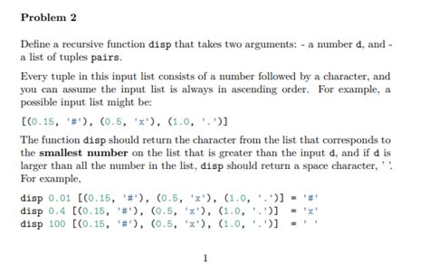 Problem 2 Define A Recursive Function Disp That Takes