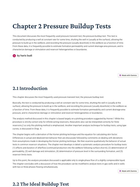 Chapter 2 Pressure Buildup Tests Pdf