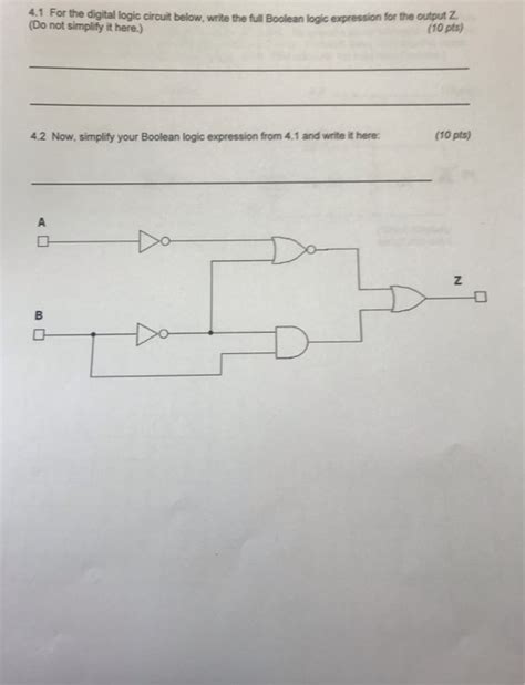 Solved 41 For The Digital Logic Circuit Below Write The